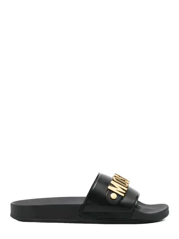 Moschino Logo Lettering Slides - Black