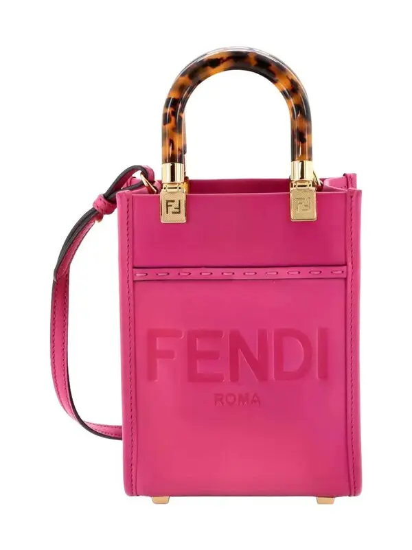 Fendi Sunshine Shopper Mini Leather Tote Crossbody Bag - Pink