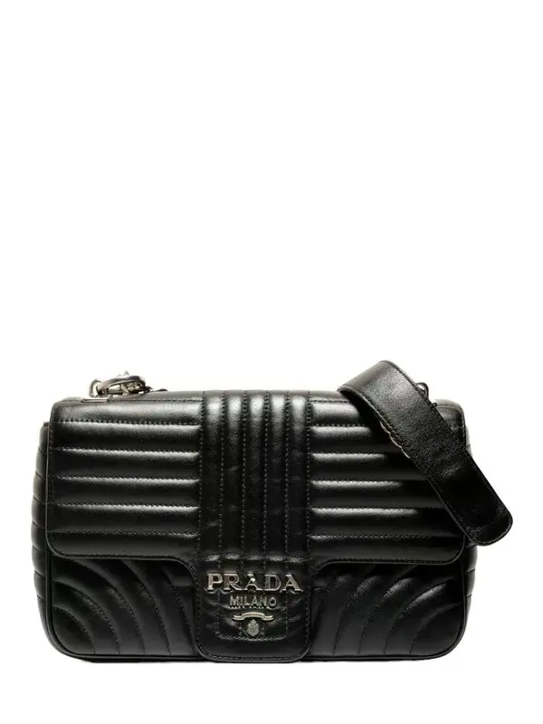 Prada 2010s Diagramme Shoulder Bag - Black