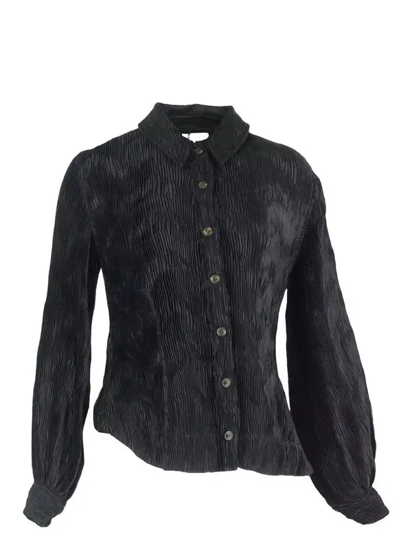 GANNI Pleated Button-down Blouse - Black