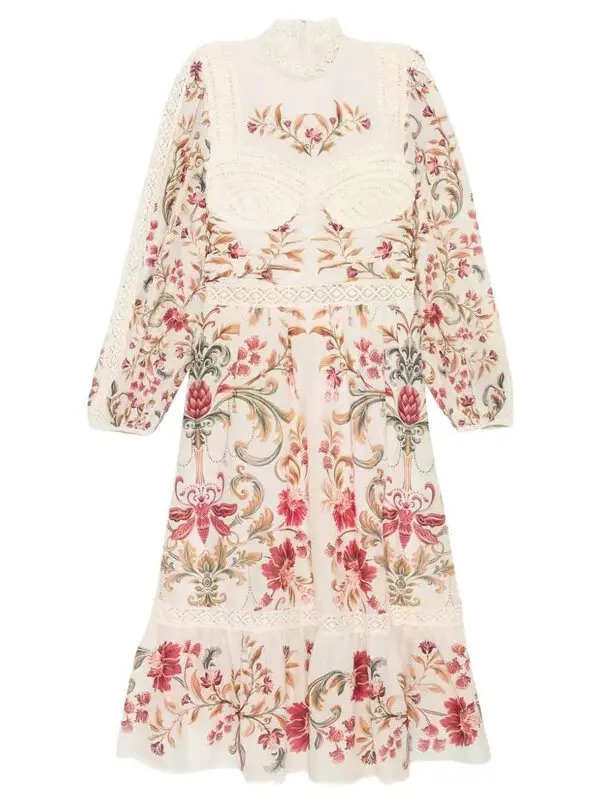 Farm Rio Royal Garden Midi Dress - Neutrals
