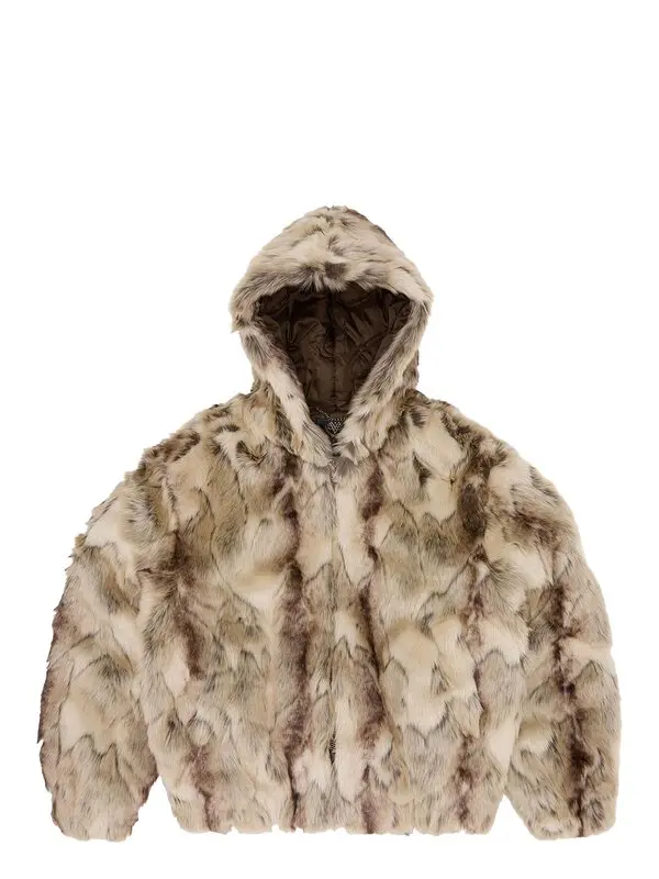 CORTEIZ Pelt Hooded Fur Jacket - Brown