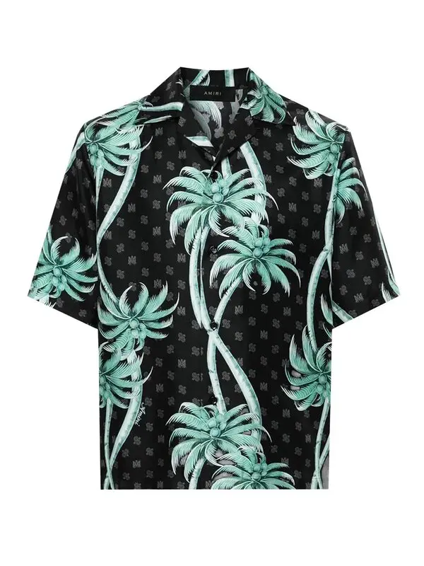 Amiri Twisted Palms Bowling Shirt - Black