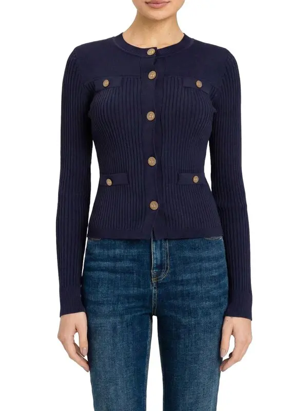 TWINSET Viscose Blend Ribbed Cardigan - Blue