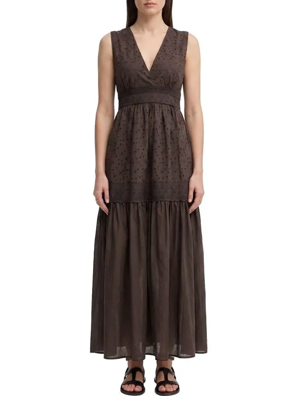 TWINSET Sleeveless V-neck Maxi Dress - Brown