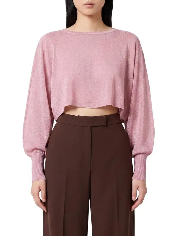 TWINSET Cropped Long Sleeve Top - Pink