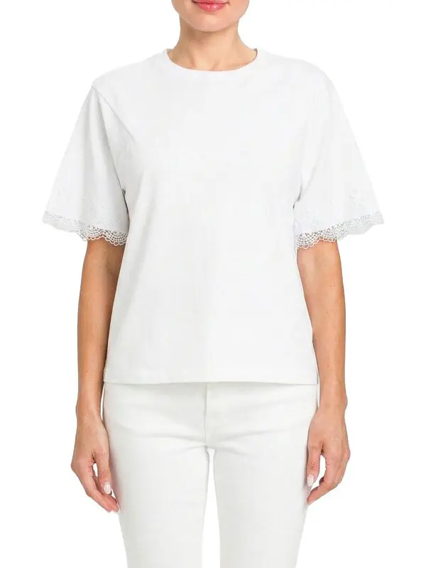 TWINSET Cotton T-shirt With Lace Inserts - White