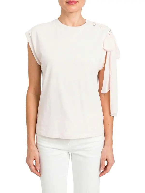 TWINSET Cotton T-shirt With Embellished Straps - Pink