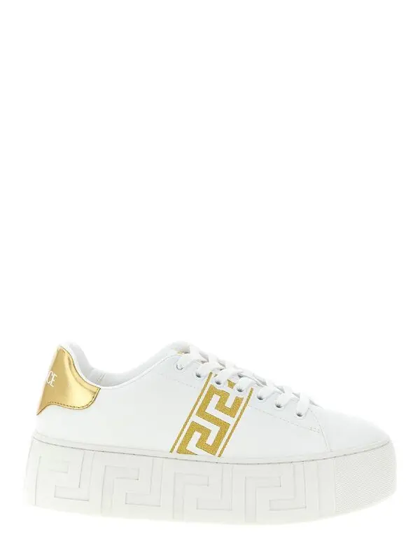 Versace La Greca Leather Platform Sneakers - Gold