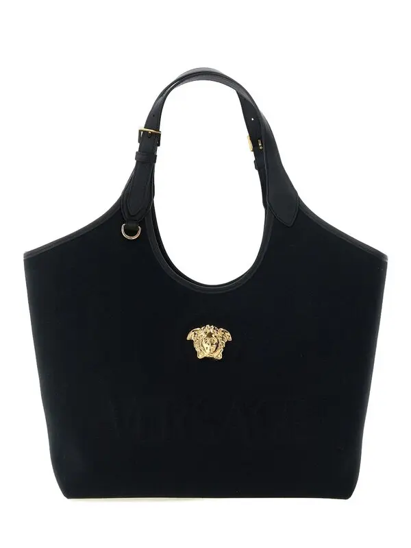 Versace La Medusa Cotton Canvas Tote Bag - Black
