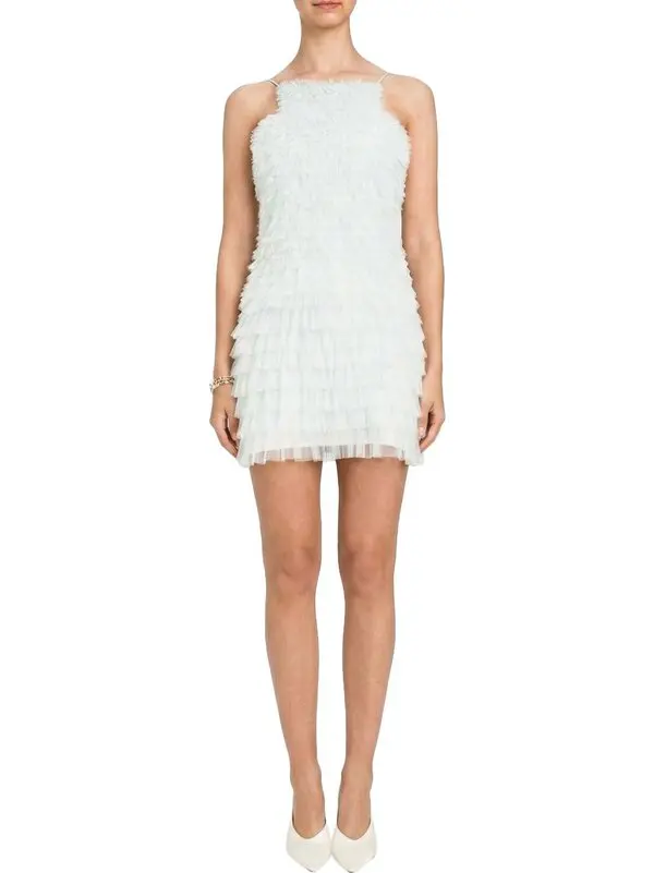 TWINSET Aquacoloured Tulle Ruffled Mini Dress - Water