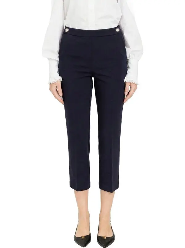 TWINSET Cropped Fit Trousers In Viscose Blend - Blue