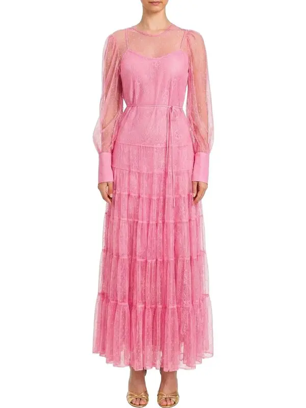 TWINSET Tiered Maxi Dress - Pink