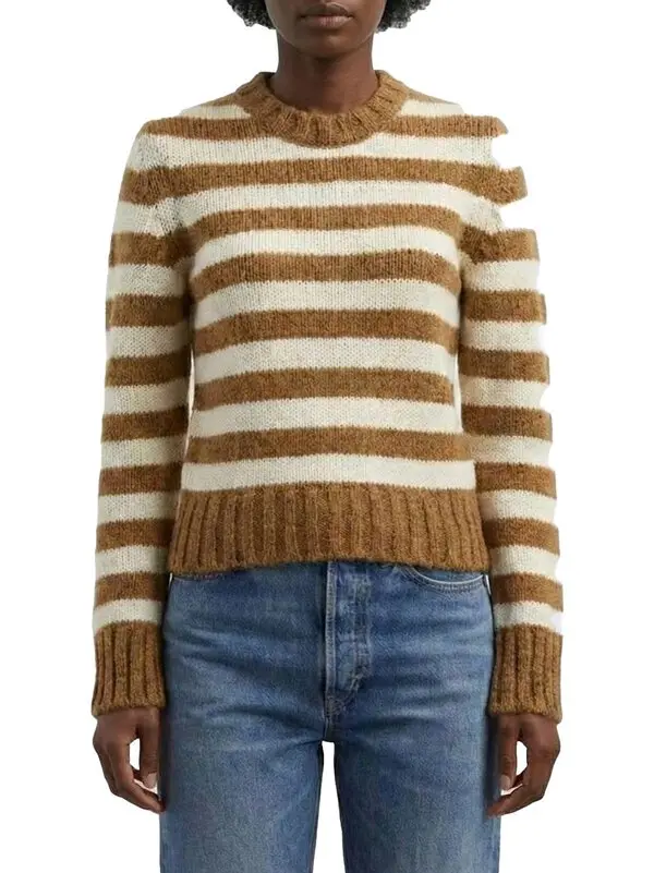 A.p.c. Striped Crew Neck Sweater - Brown