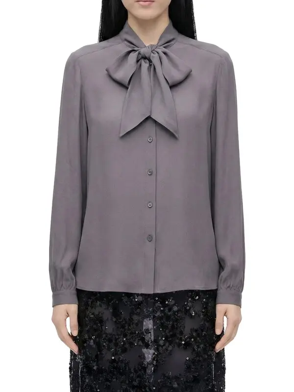 Tory Burch Tie-detailed Blouse - Grey