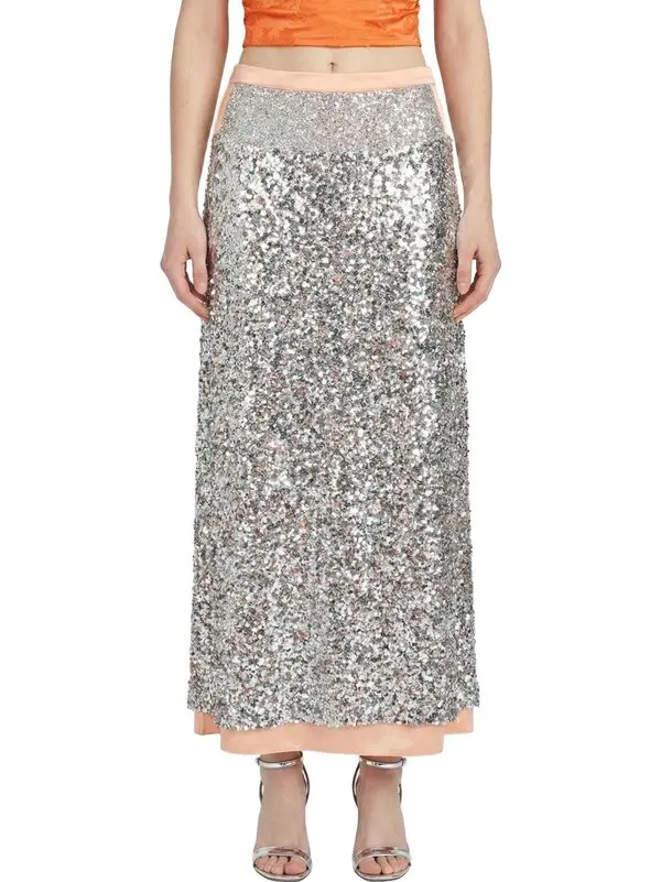 Rabanne Sequin Midi Skirt - Silver