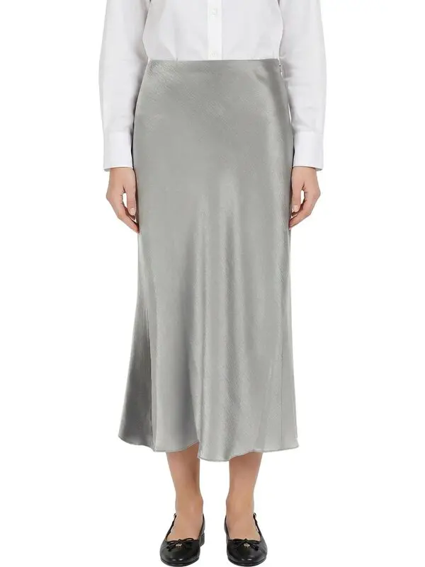 Tory Burch Satin Midi Skirt - Grey