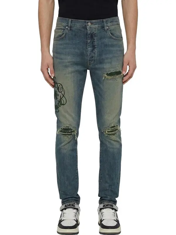 Amiri Distressed Slim Fit Jeans - Blue
