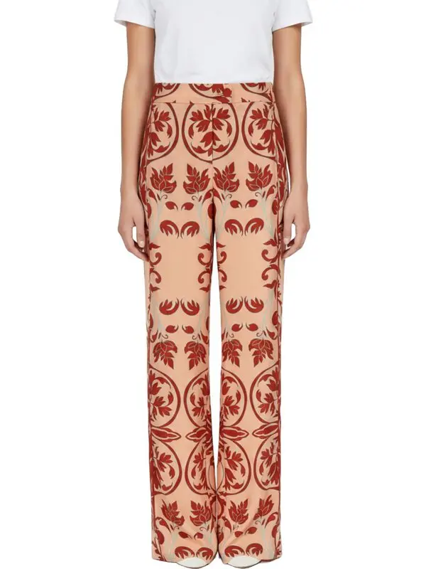 F.R.S FOR RESTLESS SLEEPERS Ethnic Print Silk Palazzo Trousers - Pink
