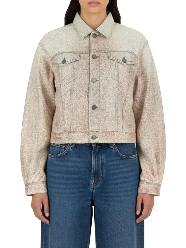 HAIKURE Abstract Pattern Denim Jacket - Grey