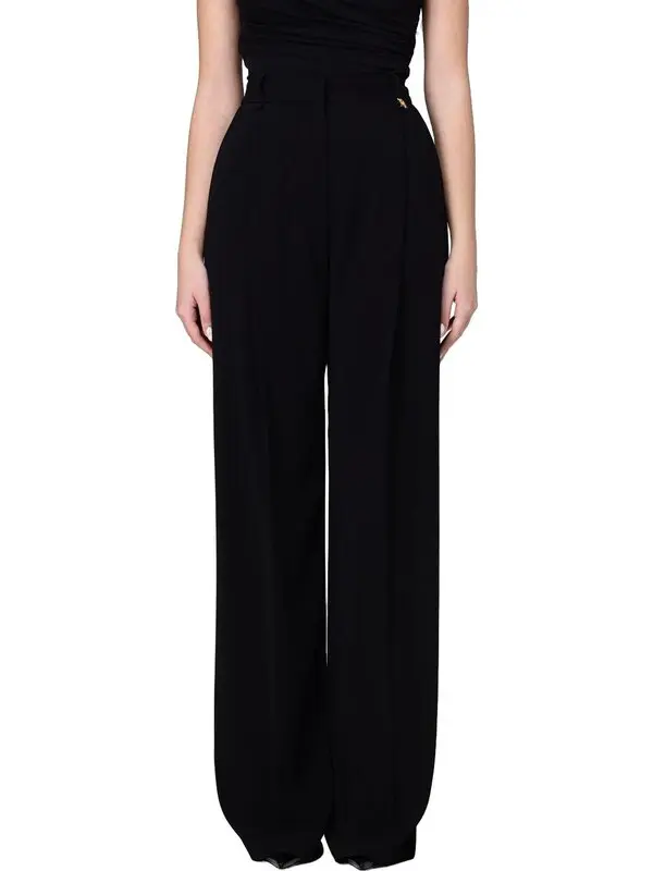 Elisabetta Franchi Crêpe Wide-leg Tailored Trousers - Black