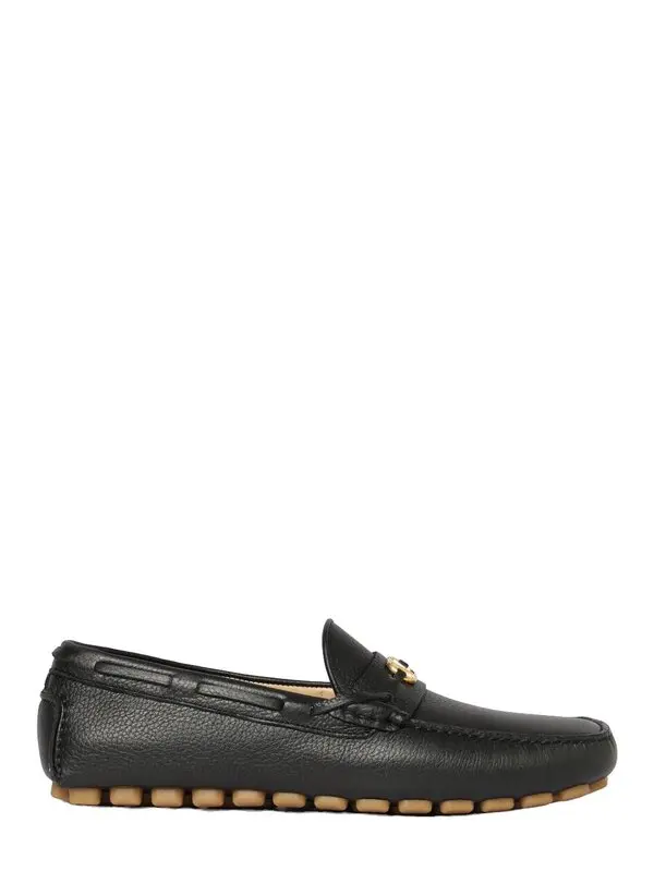 Valentino Garavani Grained Leather Driver Loafers - Black