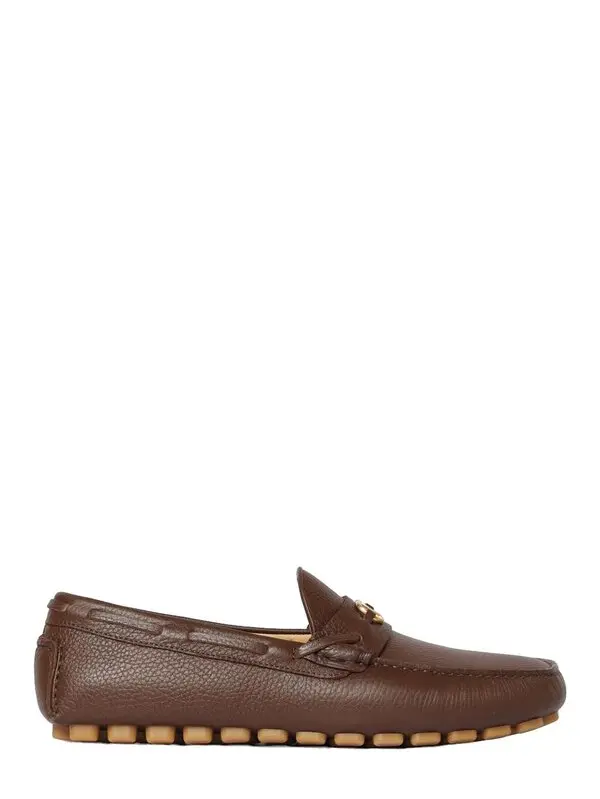 Valentino Garavani Grained Leather Driver Loafers - Brown
