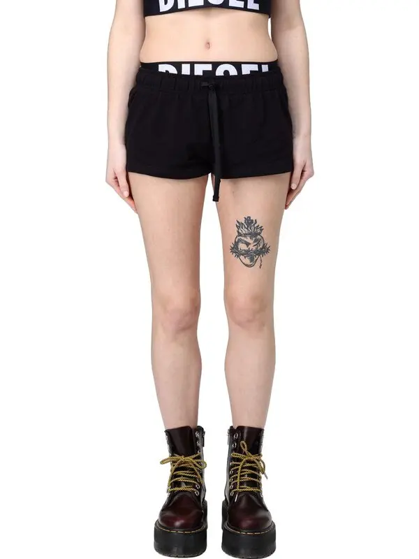 DIESEL® Cotton Blend Jogging Shorts - Black