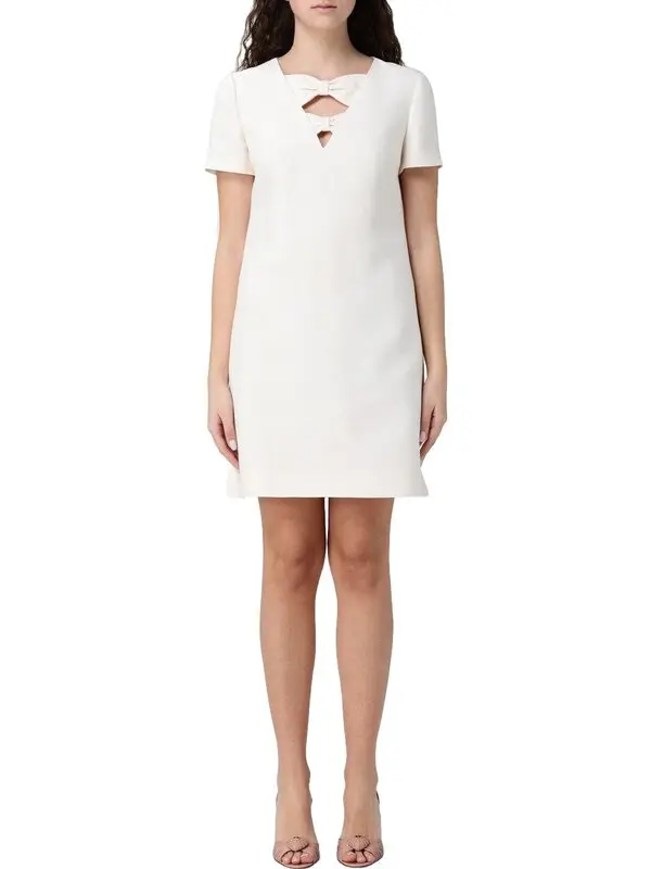 Valentino Garavani Virgin Wool And Silk Dress With Bow Detail - Ivory