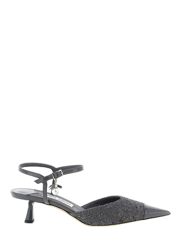 JIMMY CHOO Aren Tweed And Patent Leather Slingback - Grey