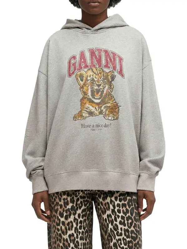 GANNI Graphic Hoodie - Grey