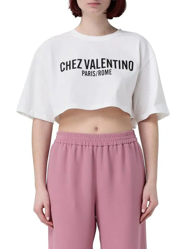 Valentino Garavani Cropped T-shirt With Logo Detail - Ivory