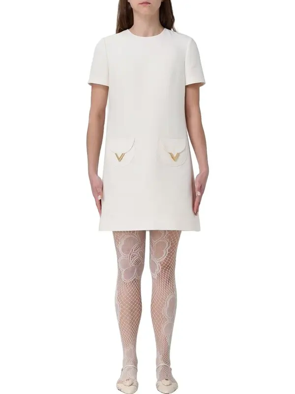 Valentino Garavani Vlogo Virgin Wool And Silk Mini Dress - Ivory