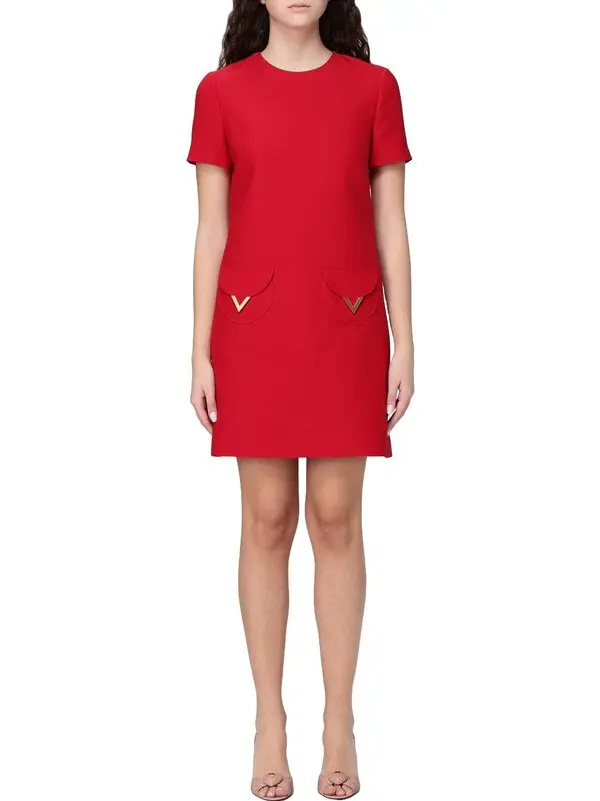 Valentino Garavani Vlogo Virgin Wool And Silk Mini Dress - Red