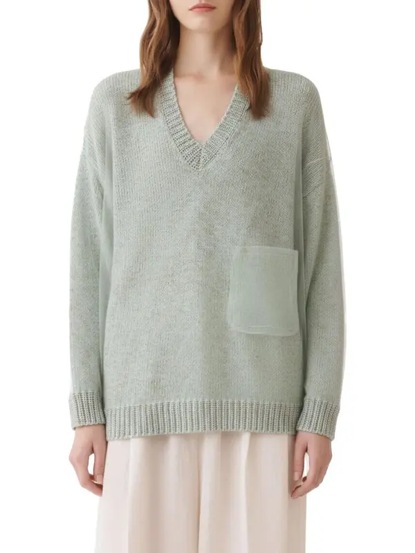 Fabiana Filippi Wool Blend V-neck Pullover - Green