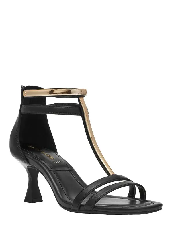 Anne Klein Juliet T-strap Sandals - Black Smooth