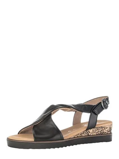 Gabor Ankle Strap Wedge Sandal - Black
