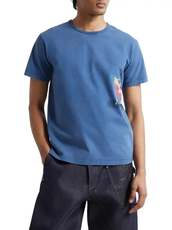 JW Anderson Peeking Frog Graphic T-shirt - Mid Blue