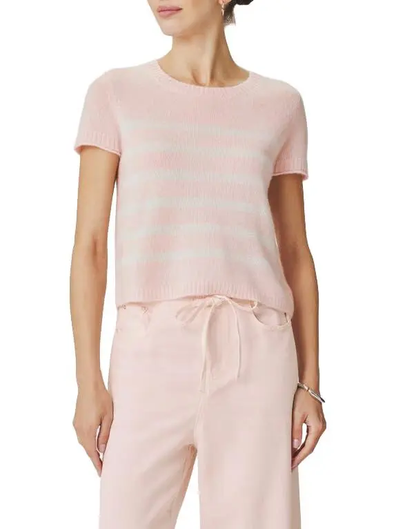 Splendid Emerson Stripe Short Sleeve Sweater - Rose Petal Pink/shell
