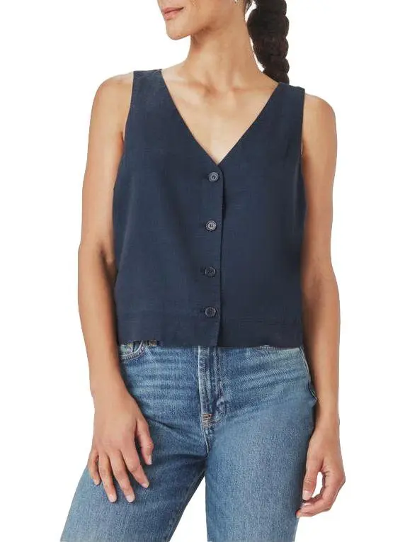 Splendid Adele Linen Blend Vest - Navy Blue