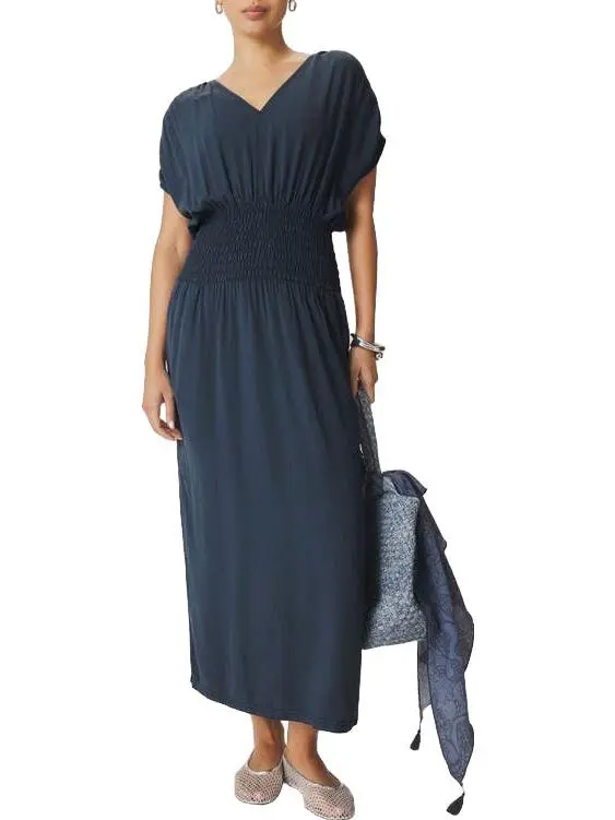 Splendid Marissa Smock Waist Maxi Dress - Mood Indigo Blue
