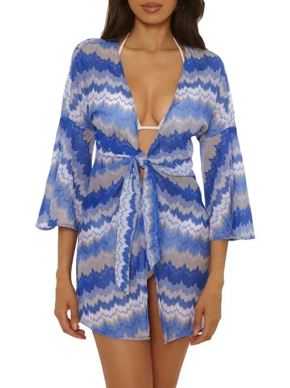 BECCA® By Rebecca Virtue Santorini Long Sleeve Cover-up Tunic - Lapis Multi