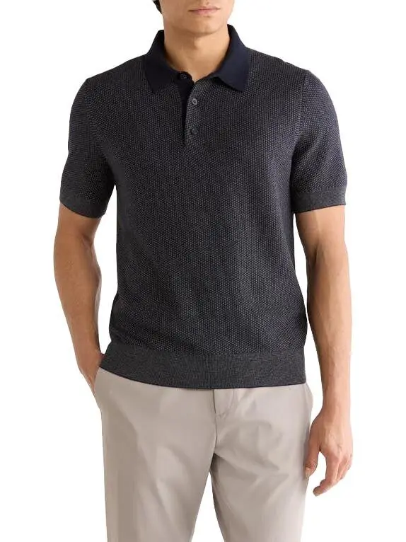 Vince Geometric Jacquard Polo Sweater - Coastal/medium H Grey