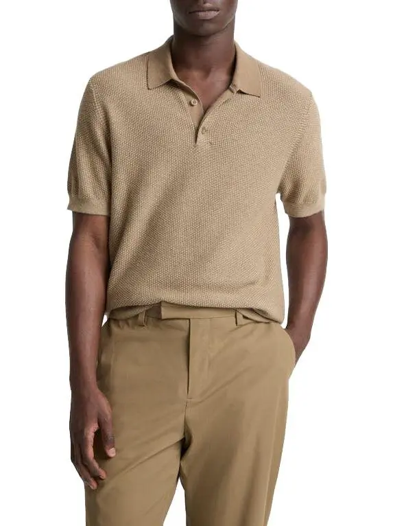 Vince Geometric Jacquard Polo Sweater - Teton/river Sand