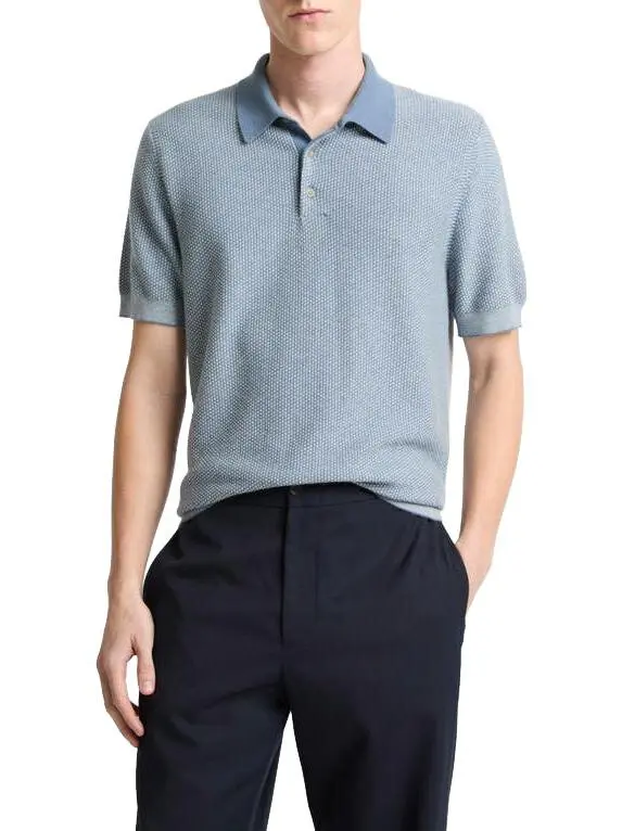 Vince Geometric Jacquard Polo Sweater - Uniform Blue/classic