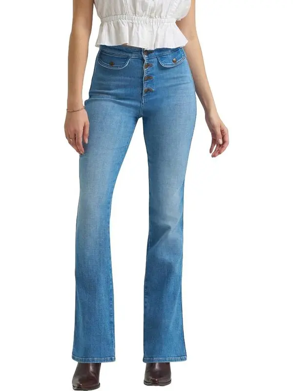 LEEM Exposed Button High-rise Bootcut Jeans - Not Your Type