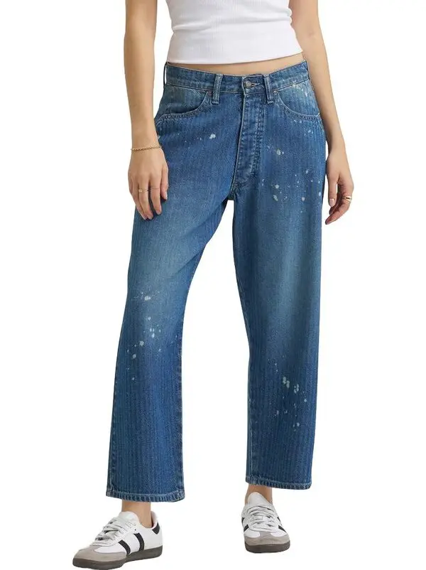 LEEM Bleach Splatter Herringbone Cropped Jeans - Dream Of Me