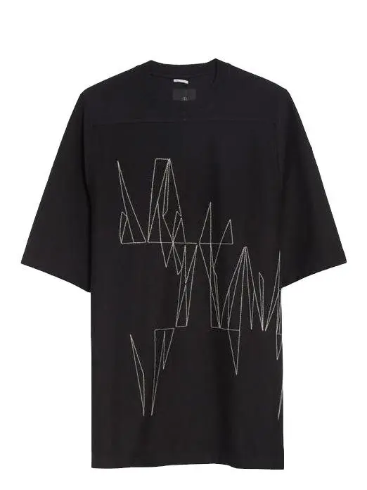 Moncler X Rick Owens Jumbo Embroidered Cotton T-shirt - Black