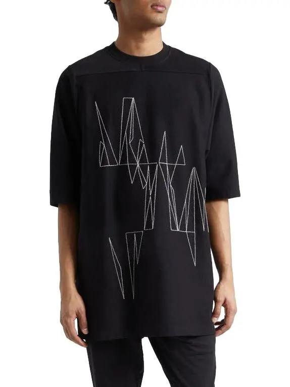 Moncler X Rick Owens Jumbo Embroidered Cotton T-shirt - Black