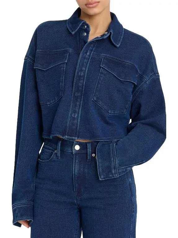 Good American Jeanius Crop French Terry Jacket - Indigo377